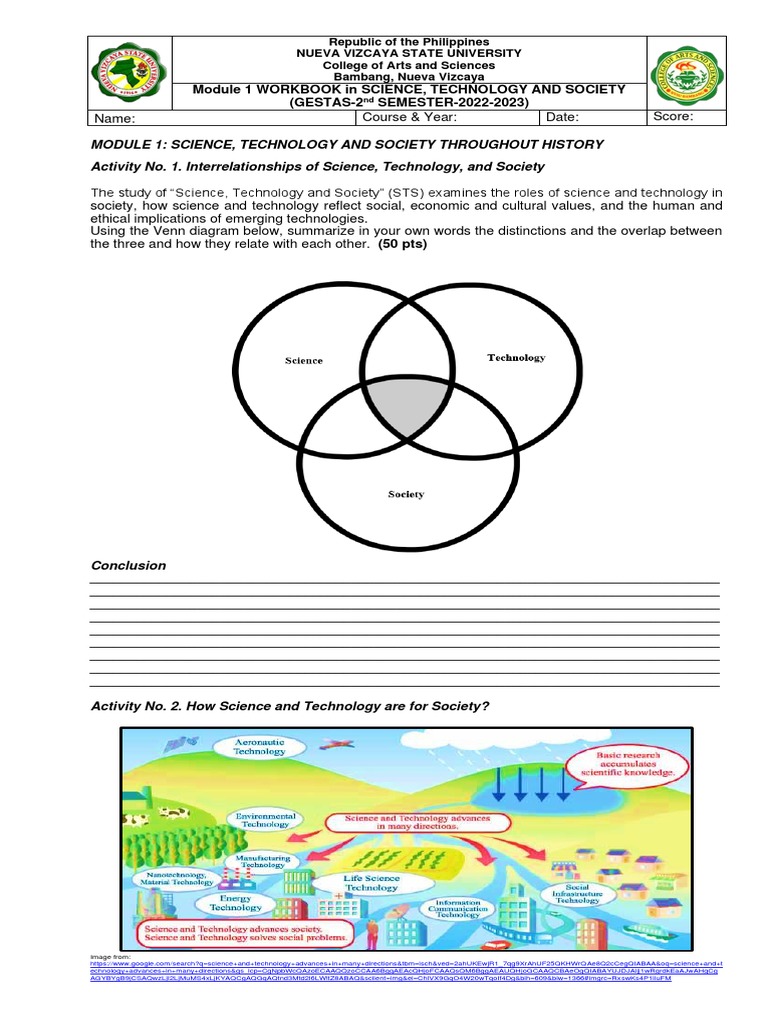 Module 1 WORKBOOK IN STS 2ND SEM 2021 2022 Midterm | PDF | Grammar | Cognition
