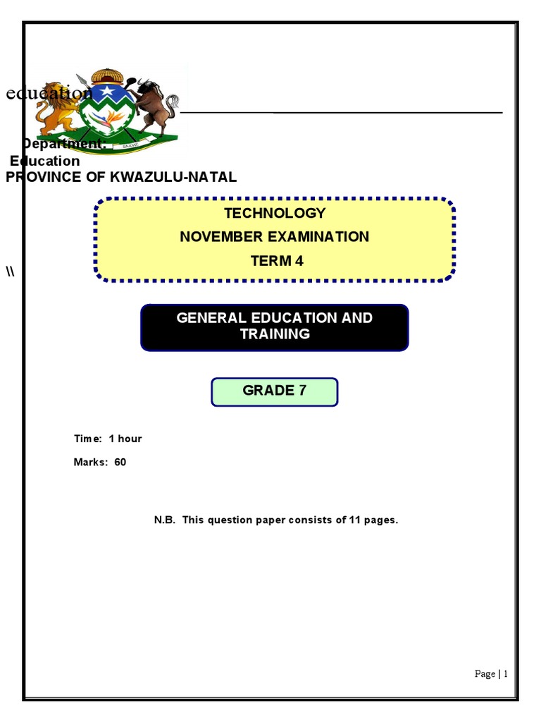 Term 4 Grade 7 Exam Question Paper | PDF | Multiple Choice | Physical ...
