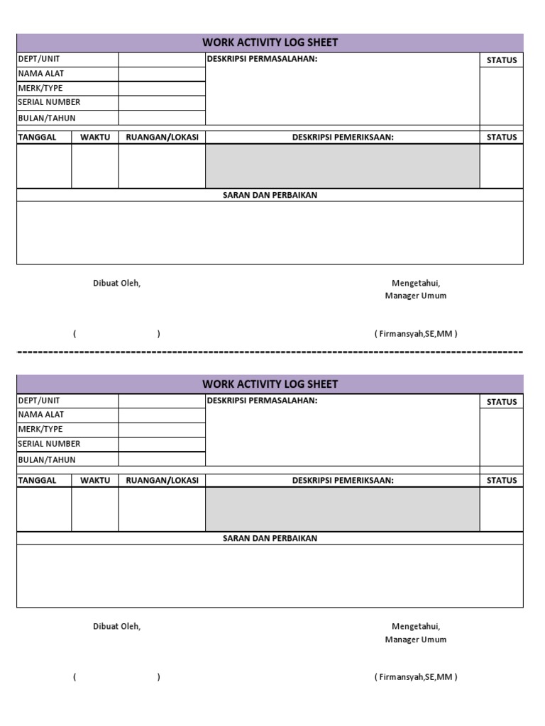 Work Activity Sheet | PDF
