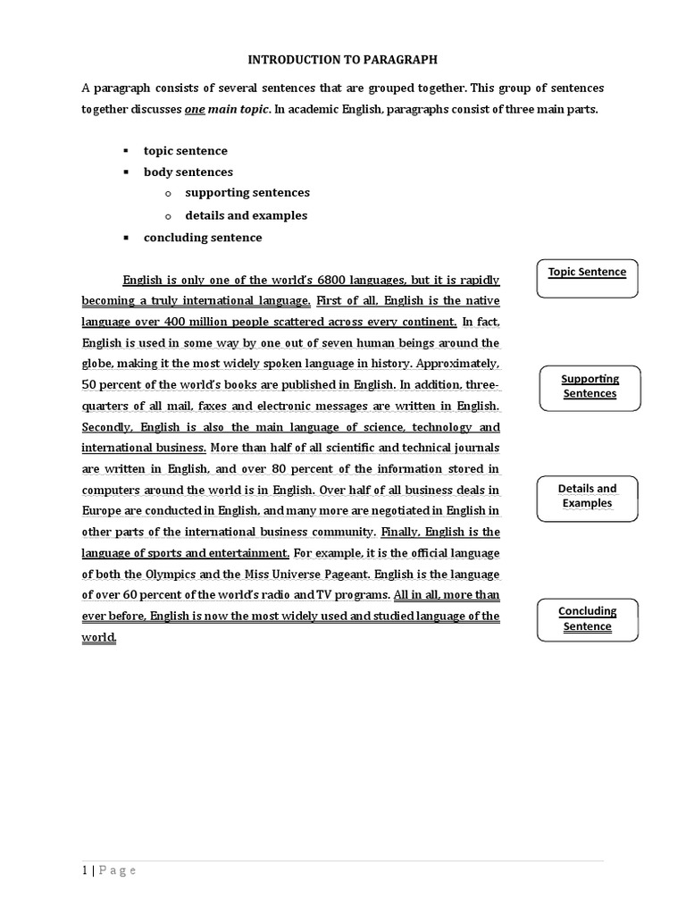 An Introduction to Paragraph Structure | PDF | English Language | Money