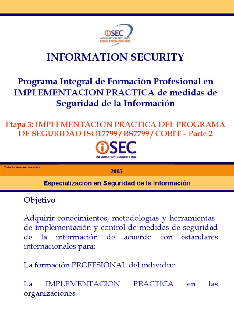 ISEC ALSI Presentacion MF07 Al MF12 ISO17799 | PDF | La seguridad informática | Seguridad