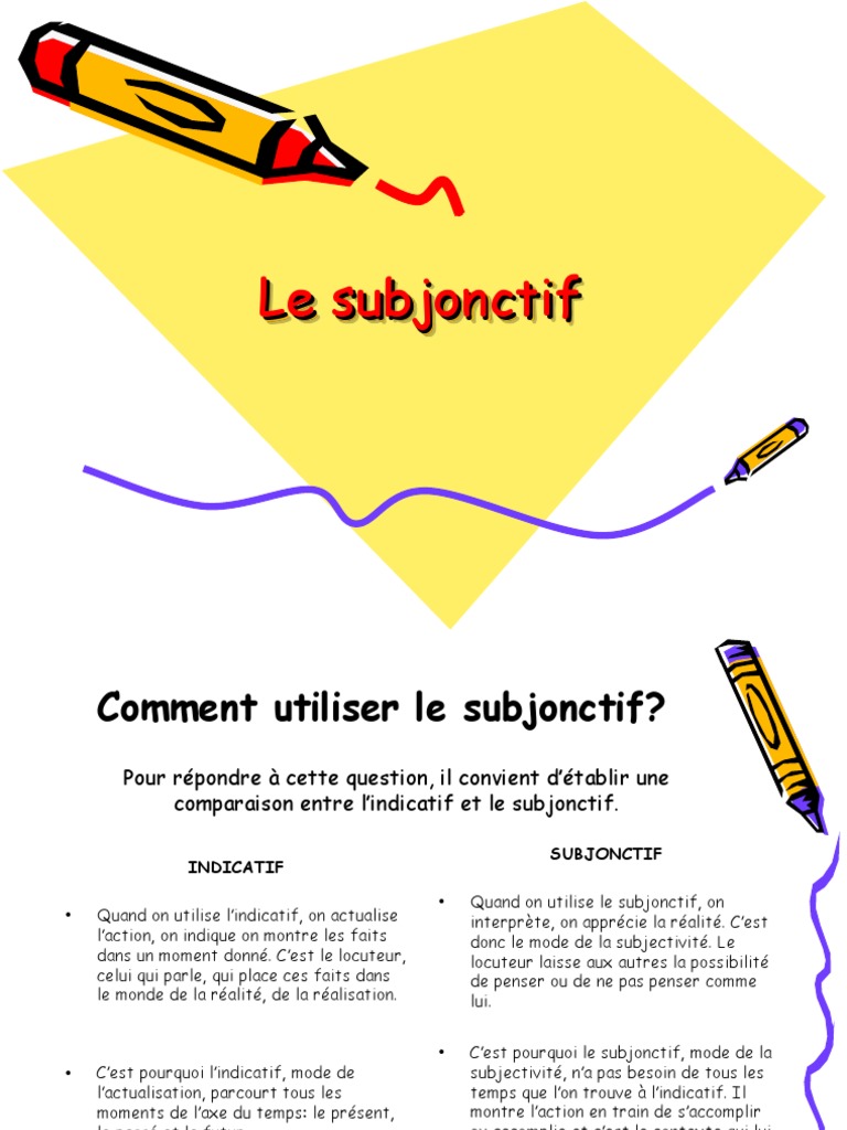 Le Subjonctif | PDF | Verbe | Typologie linguistique