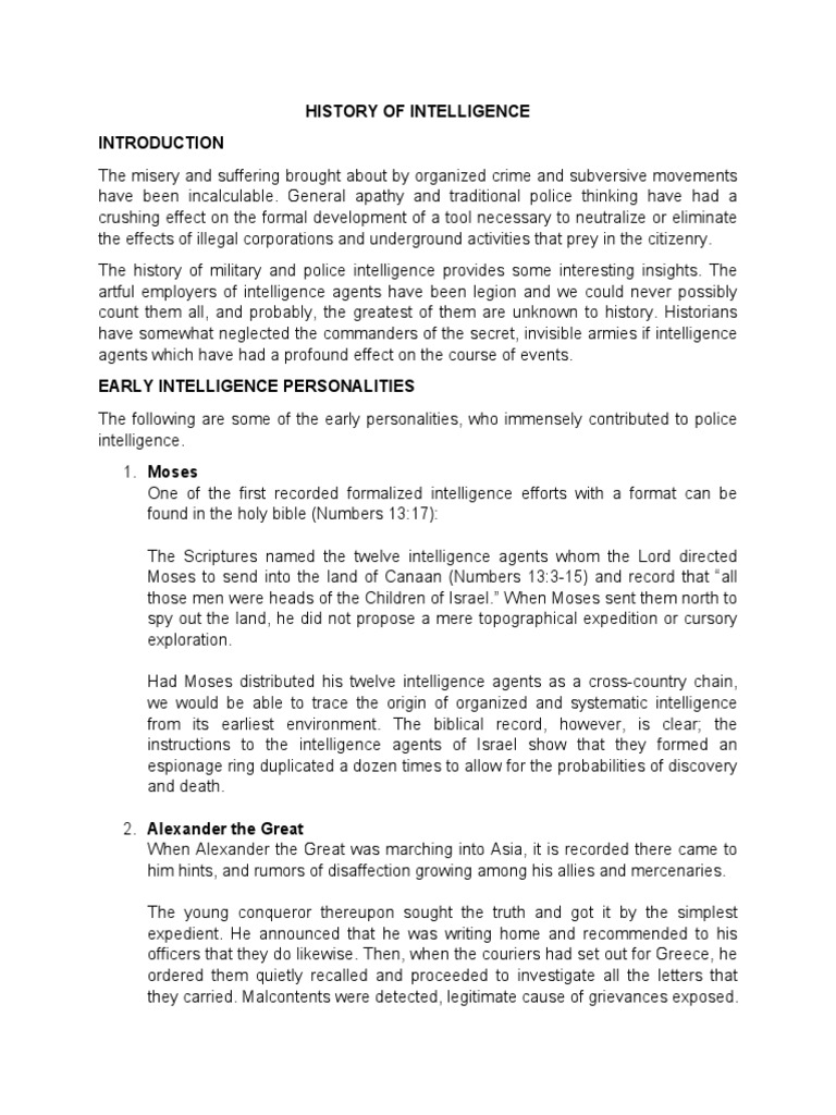 Introduction To Police Intelligence | PDF | Military Intelligence | Police