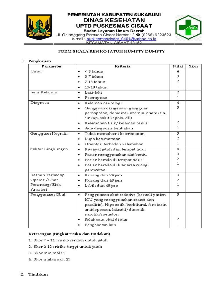 5.3.5 (2) Form Skala resiko jatuh humpty dumpty | PDF