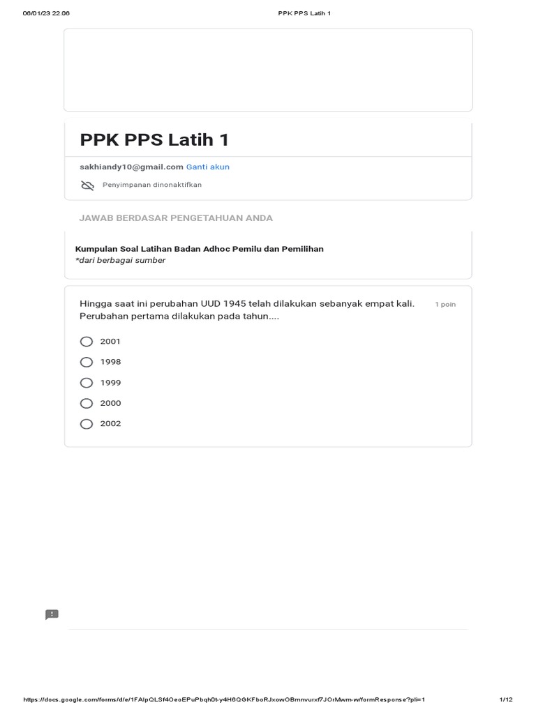 PPK PPS Latih 1 | PDF | Pengelolaan Keuangan & Uang