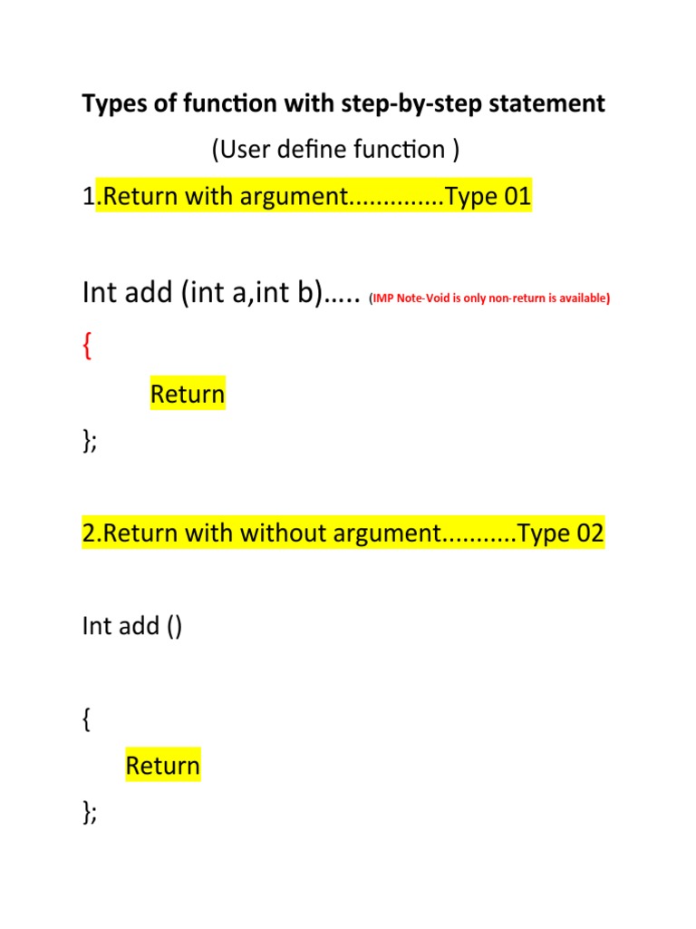 Types of Function & Statement | PDF