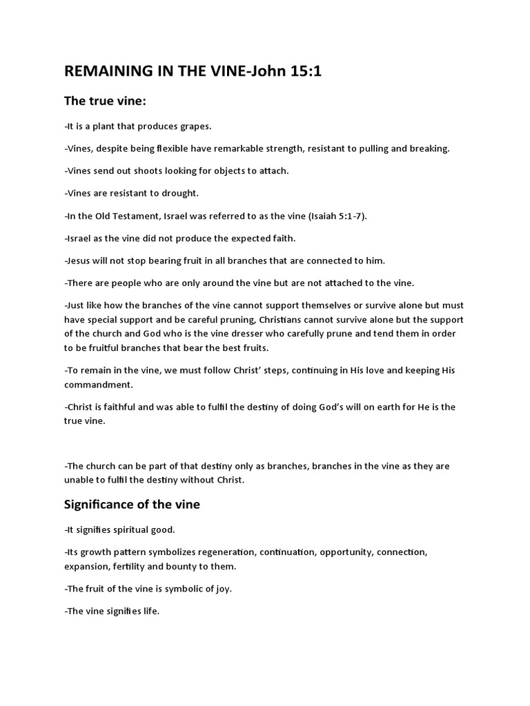 Remaining in The Vine | PDF