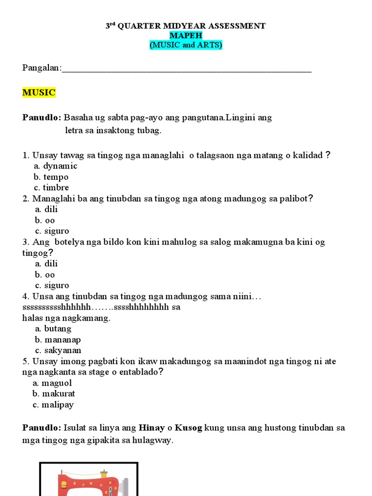 3rd QUARTER MIDYEAR ASSESSMENT MAPEH | PDF