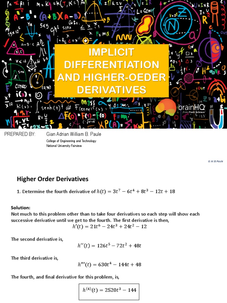 04 Implicit Differentation and Higher-Order Derivatives | PDF ...
