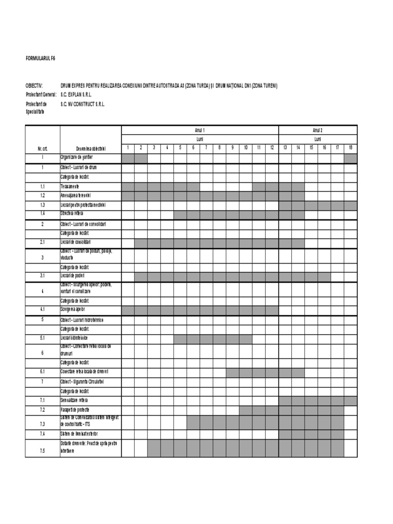 Grafic de Realizare A Investitiei Formular F6 | PDF