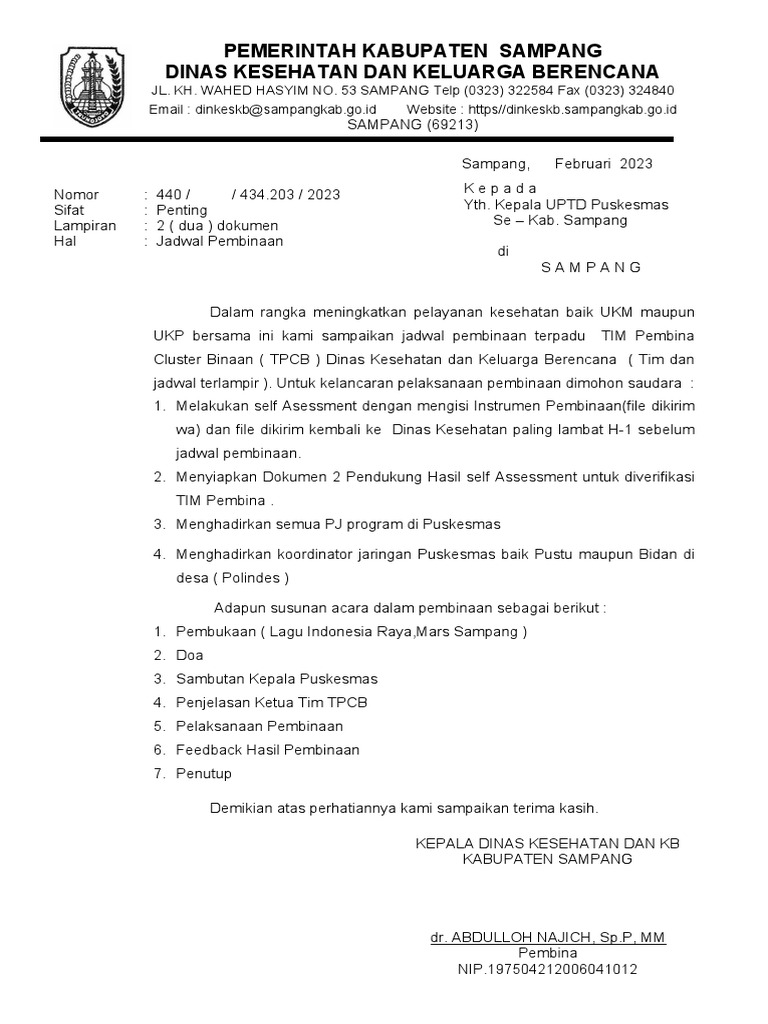 Jadwal Tim Pembina Cluster Binaan 2023 Lagi Pdf