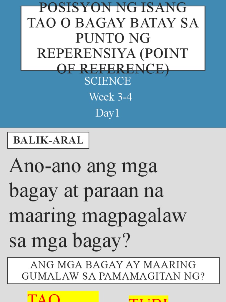 Science Week3-Day 1 POINT oOF REFERENCE | PDF