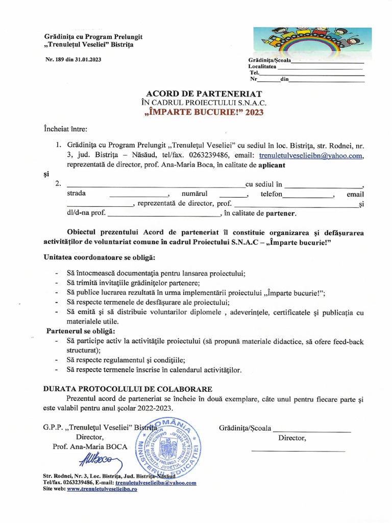 Acord de Parteneriat S.N.A.C PDF | PDF