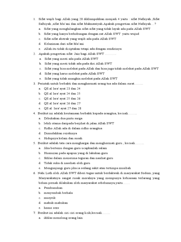 Soal Um Akidah Akhlak KLS Xii | PDF