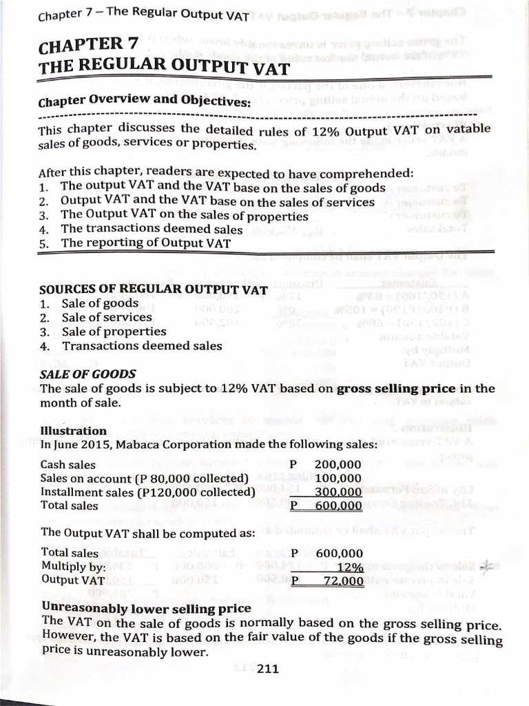 Chapter 7 Reg Output Vat | PDF