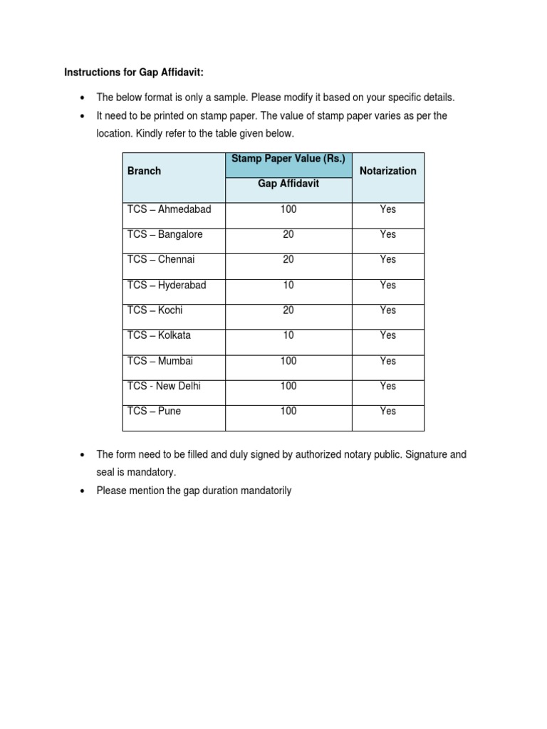 Gap Affidavit Format - V1 | PDF