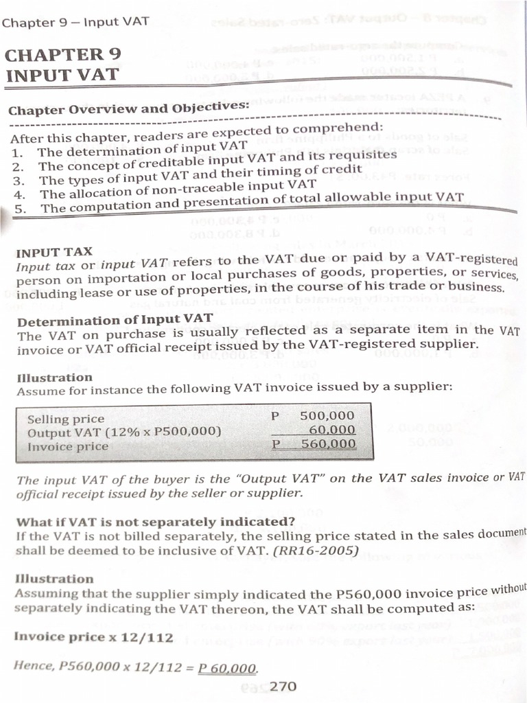 Chapter 9 Input Vat | PDF