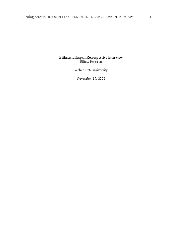 Erikson Lifespan Retrospective Interview | PDF | Psychology ...