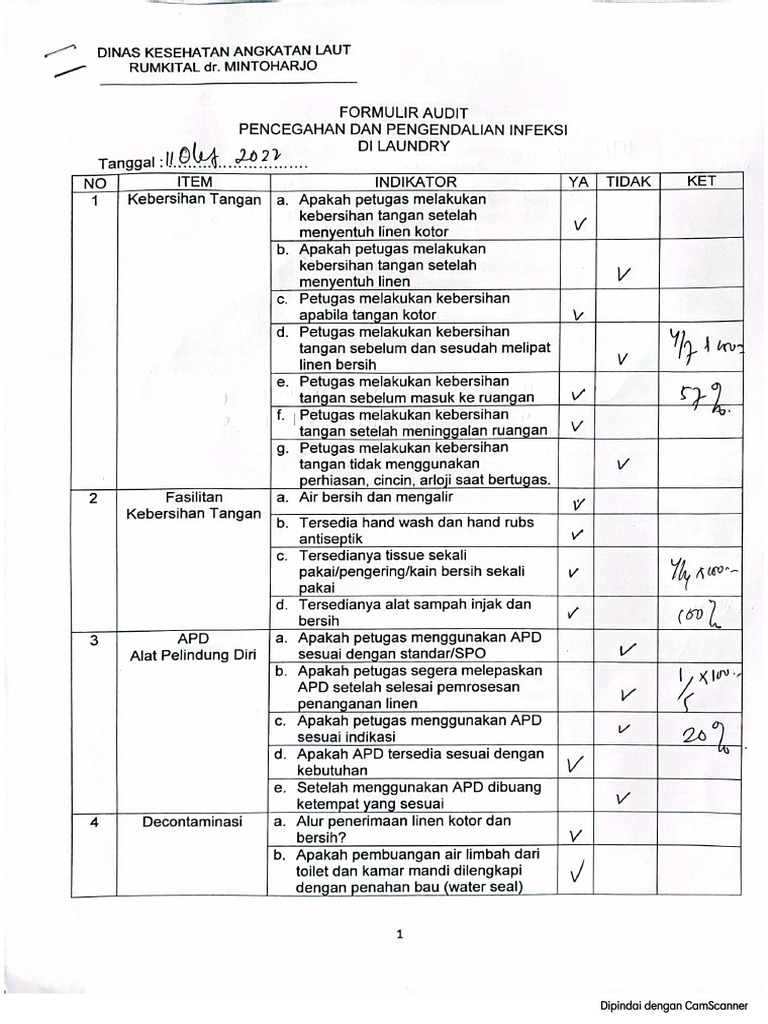 Supervisi Ppi Di Laundry.. | PDF