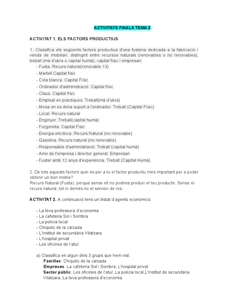 Activitats Finals Unitat 2 | PDF