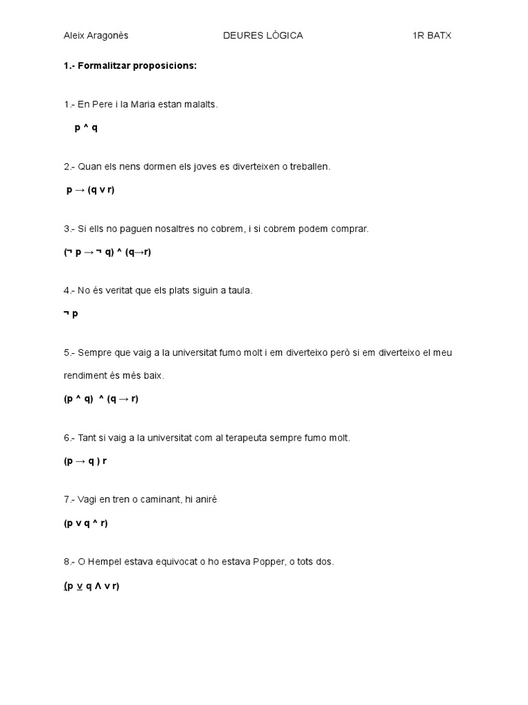 Deures Lògica Aleix Aragonès | PDF