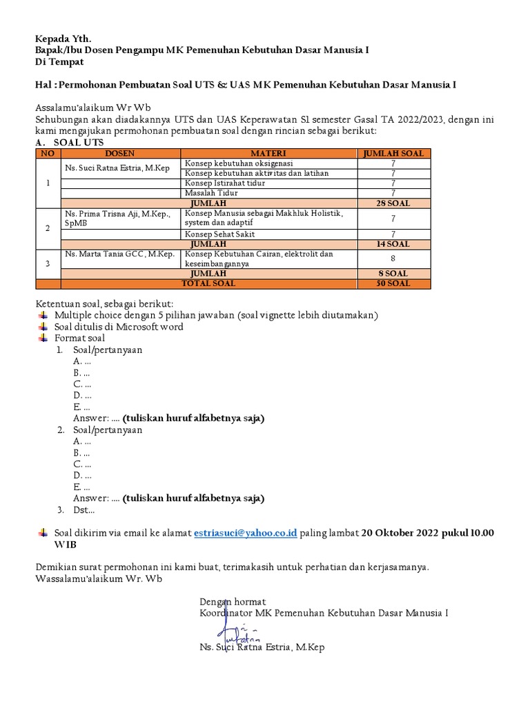 Permohonan Soal PKDM I | PDF