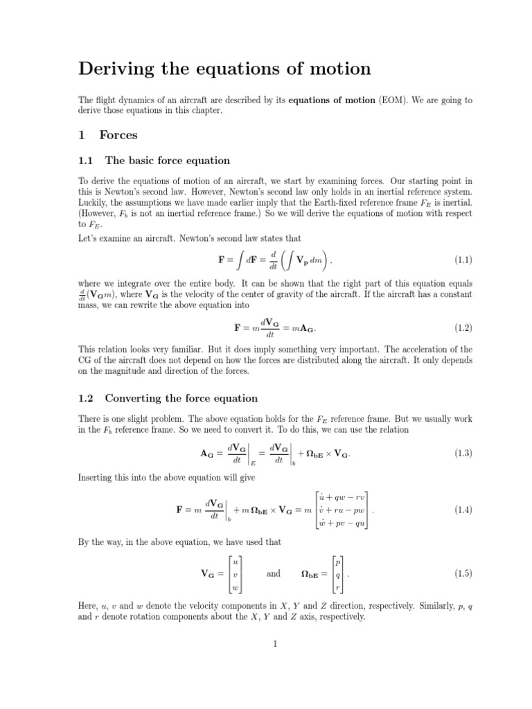 Deriving The Equations of Motion | PDF | Force | Kinematics