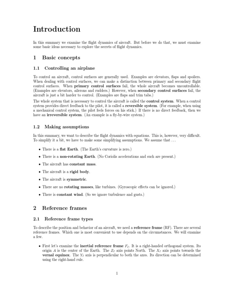 Introduction PDF | PDF | Flight Control Surfaces | Matrix (Mathematics)