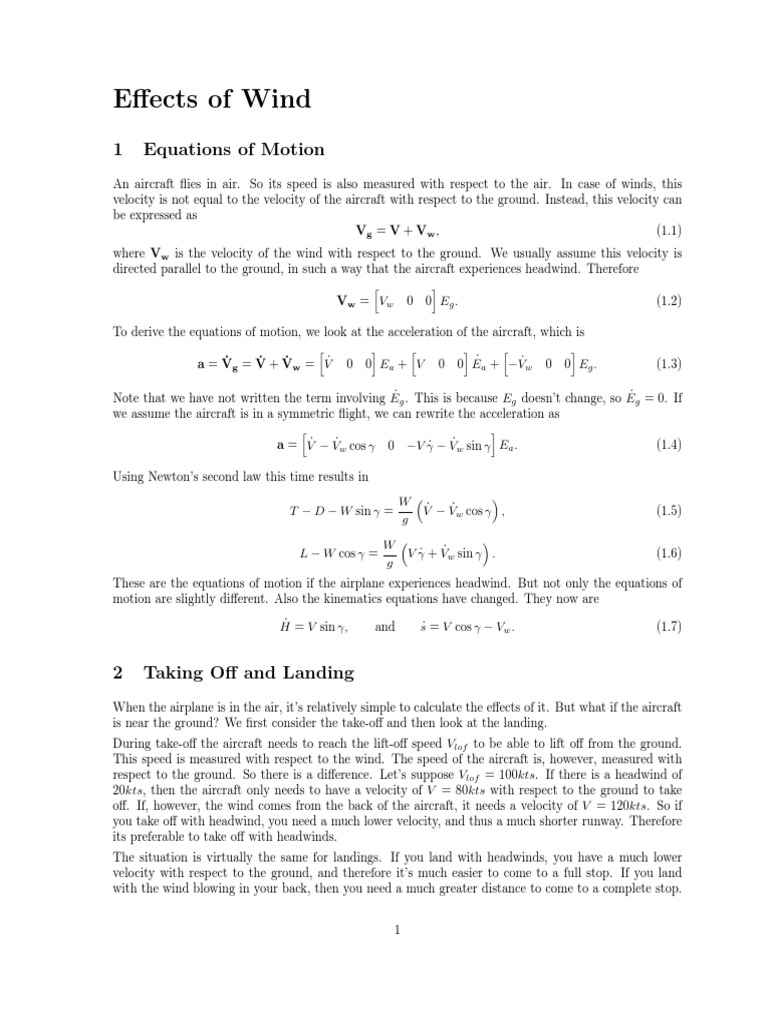 Effects of Wind | PDF | Velocity | Equations Of Motion