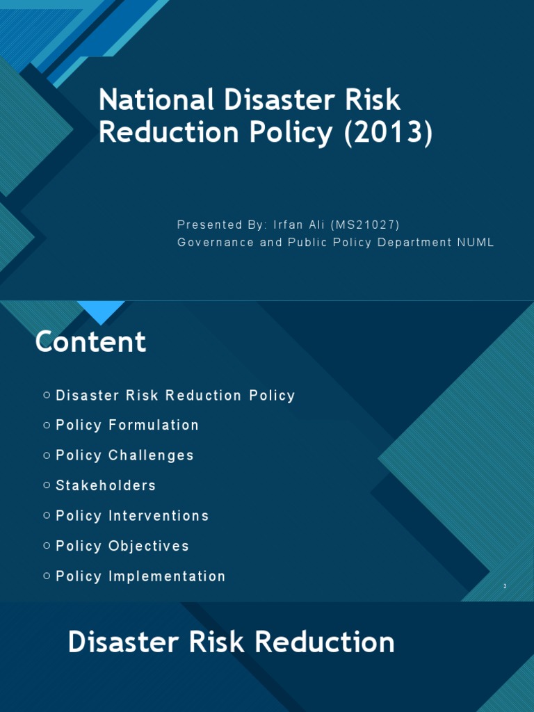 National Disaster Risk Reduction Policy (2013), IRFAN | PDF | Disaster ...