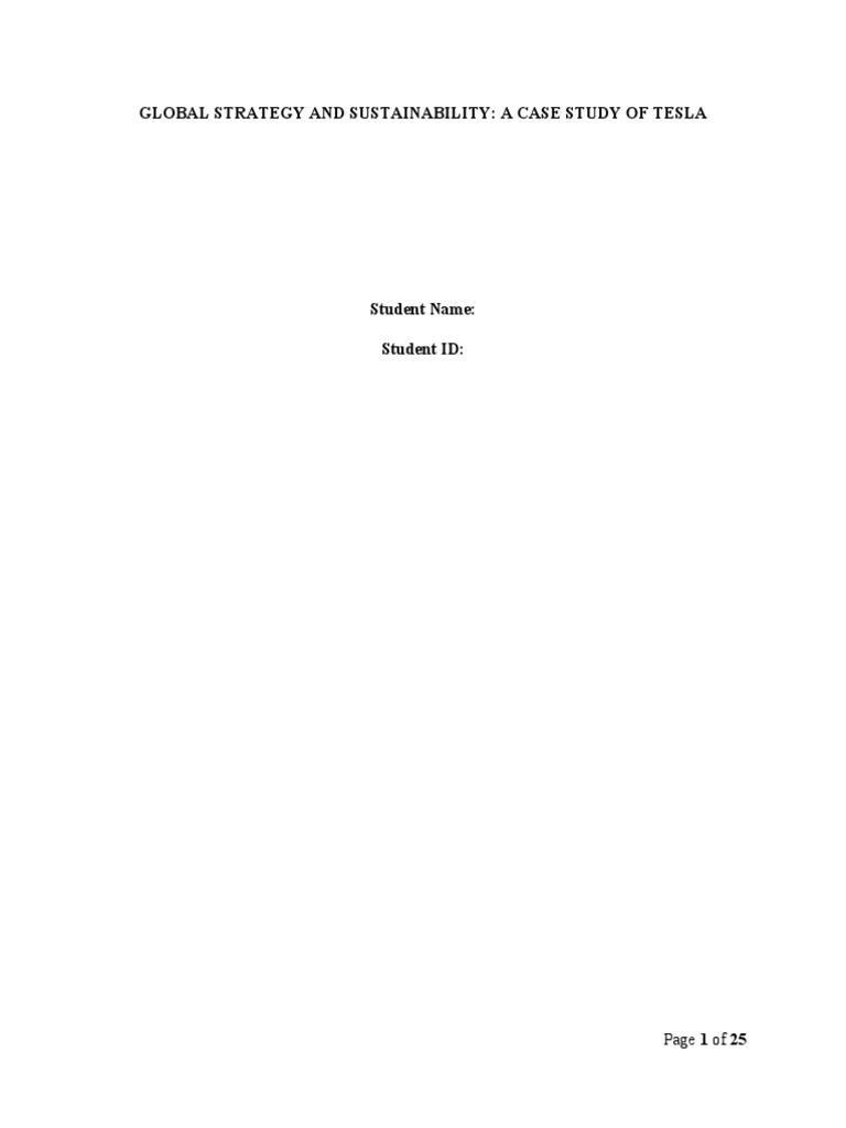 Global Strategy and Sustainability - A Case Study of Tesla | PDF ...