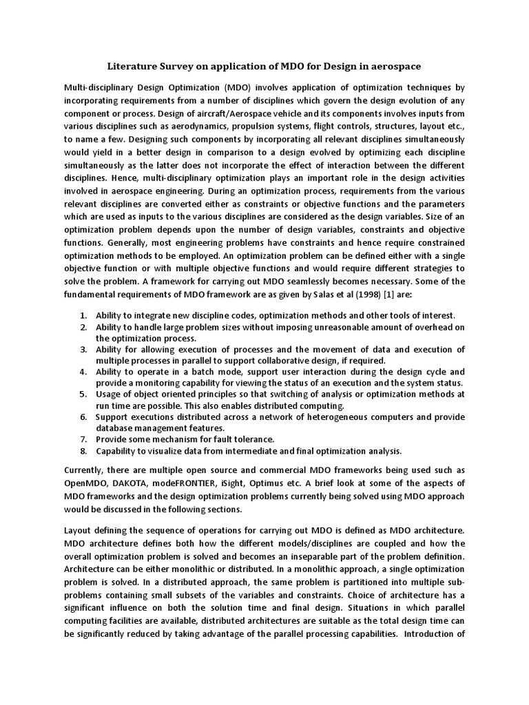 Literature Survey MDO Framework | PDF | Mathematical Optimization ...