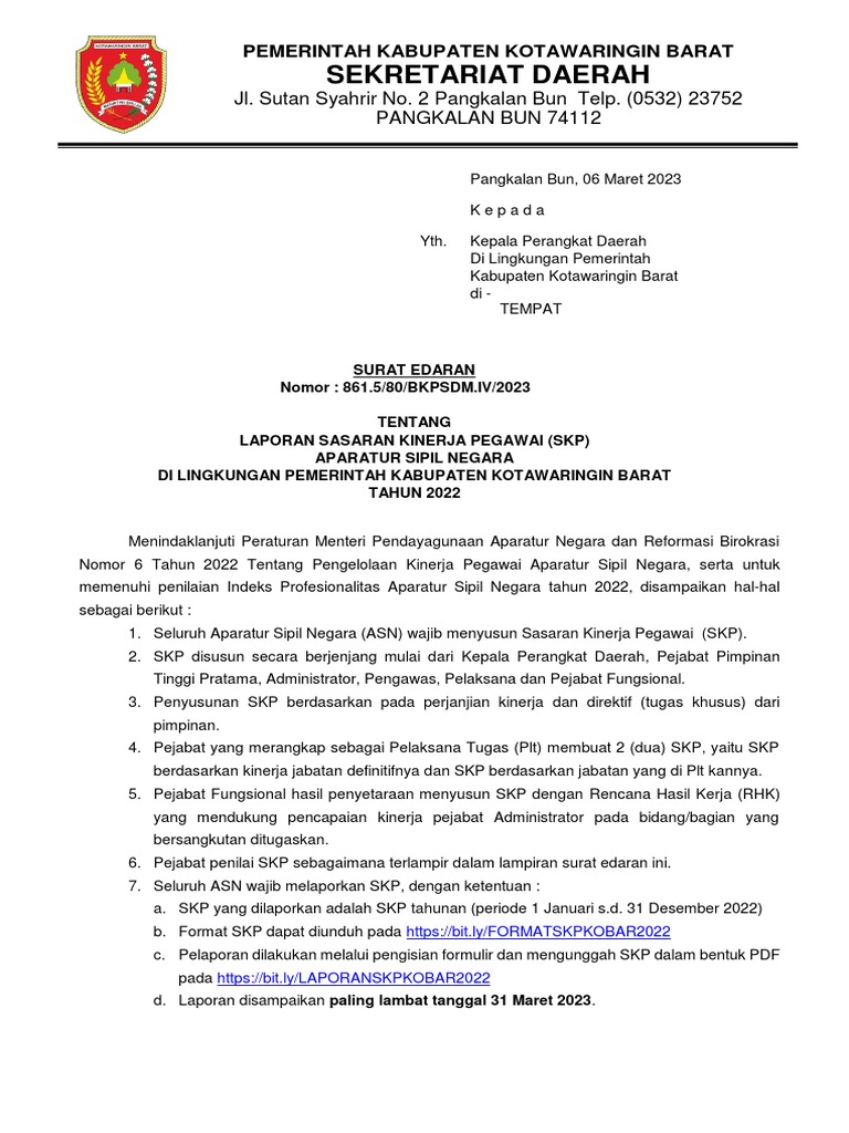 Surat Edaran SKP 2022 PDF | PDF