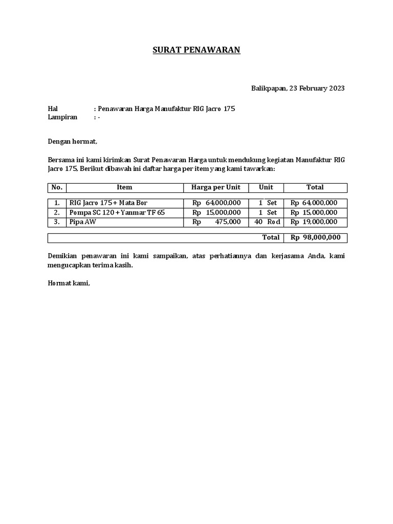 Penawaran Barang 1 PDF | PDF