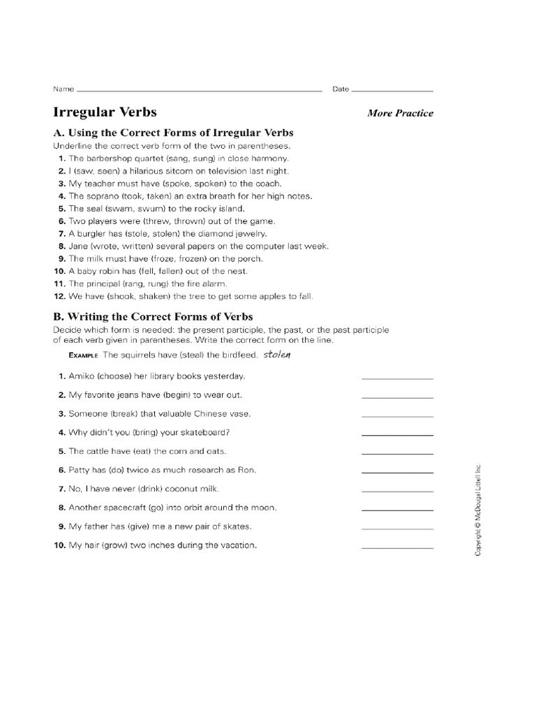 Past Tense-Irregular | PDF
