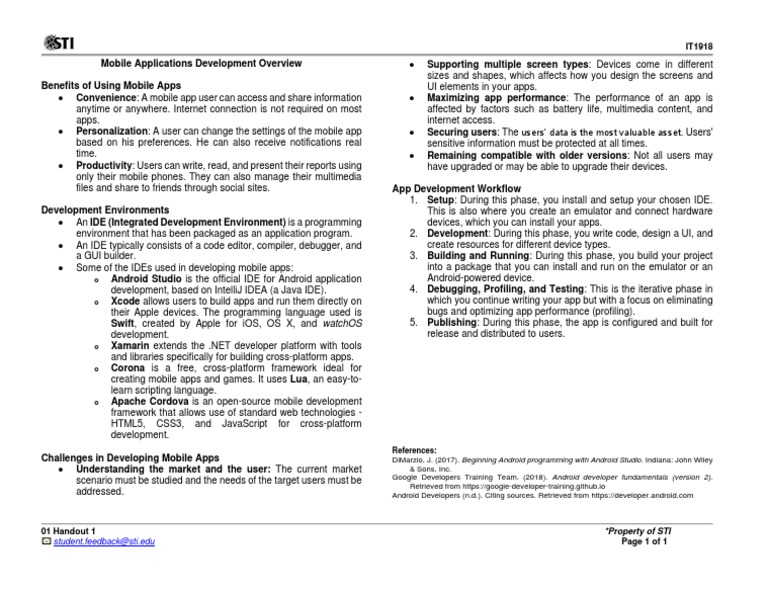 01 Handout 1 PDF | PDF | Mobile App | Android (Operating System)