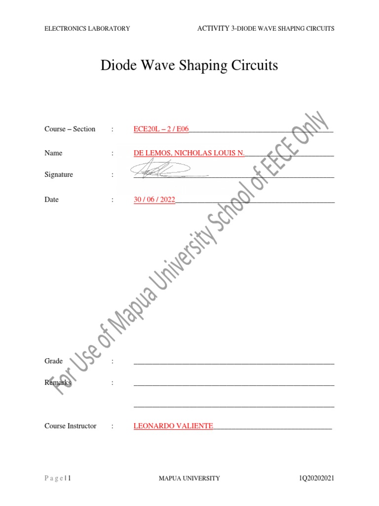 ECE20L - 2 - Expt3 | PDF | Diode | Electrical Network