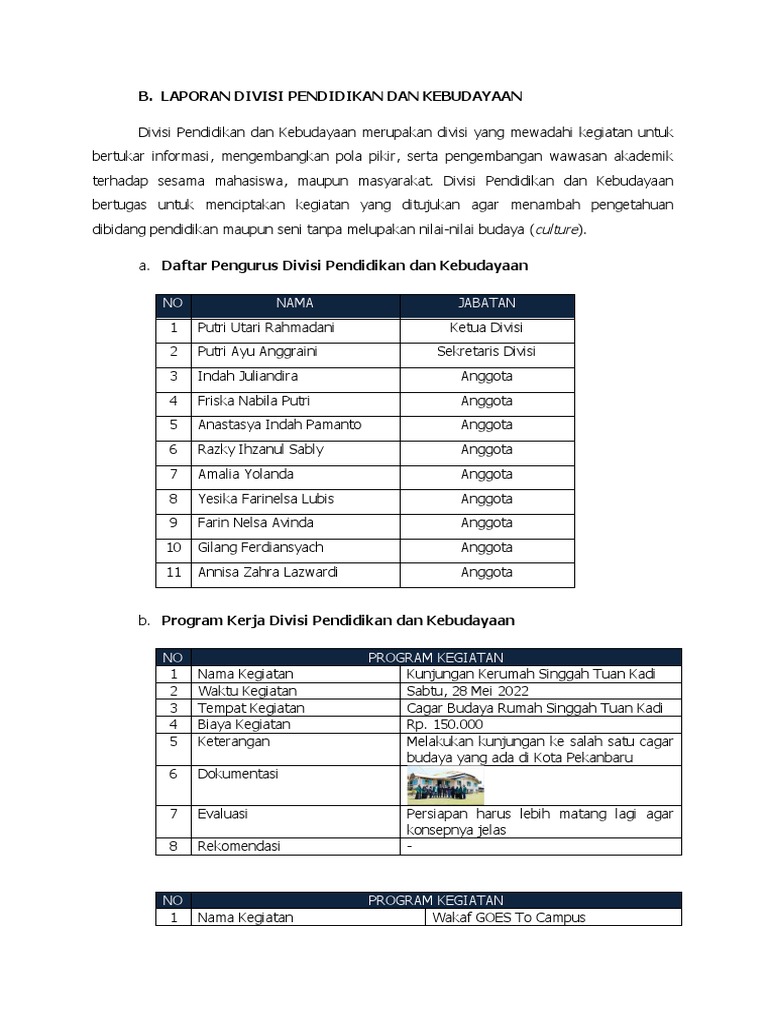 LPJ Divisi Pendidikan & Kebudayaan | PDF | Karier & Perkembangan