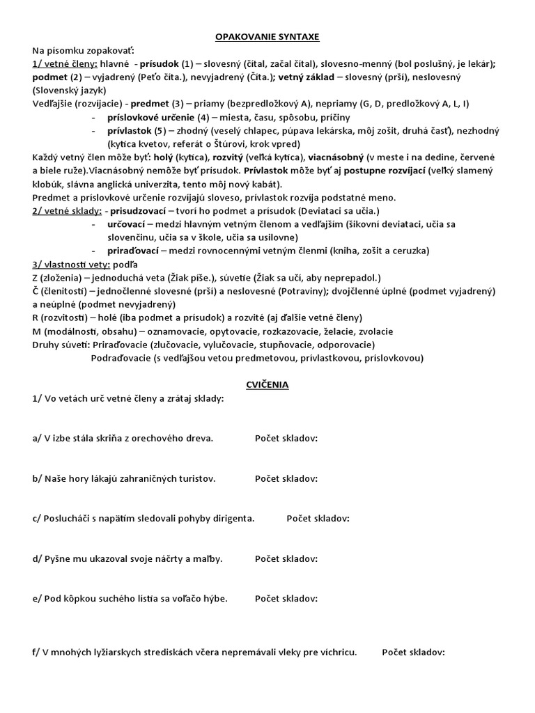 Opakovanie Syntaxe | PDF