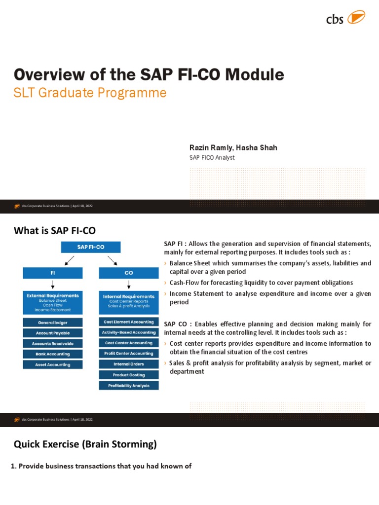 Day 1 - Overview of The SAP FI-CO Module PDF | PDF | Cost | Expense