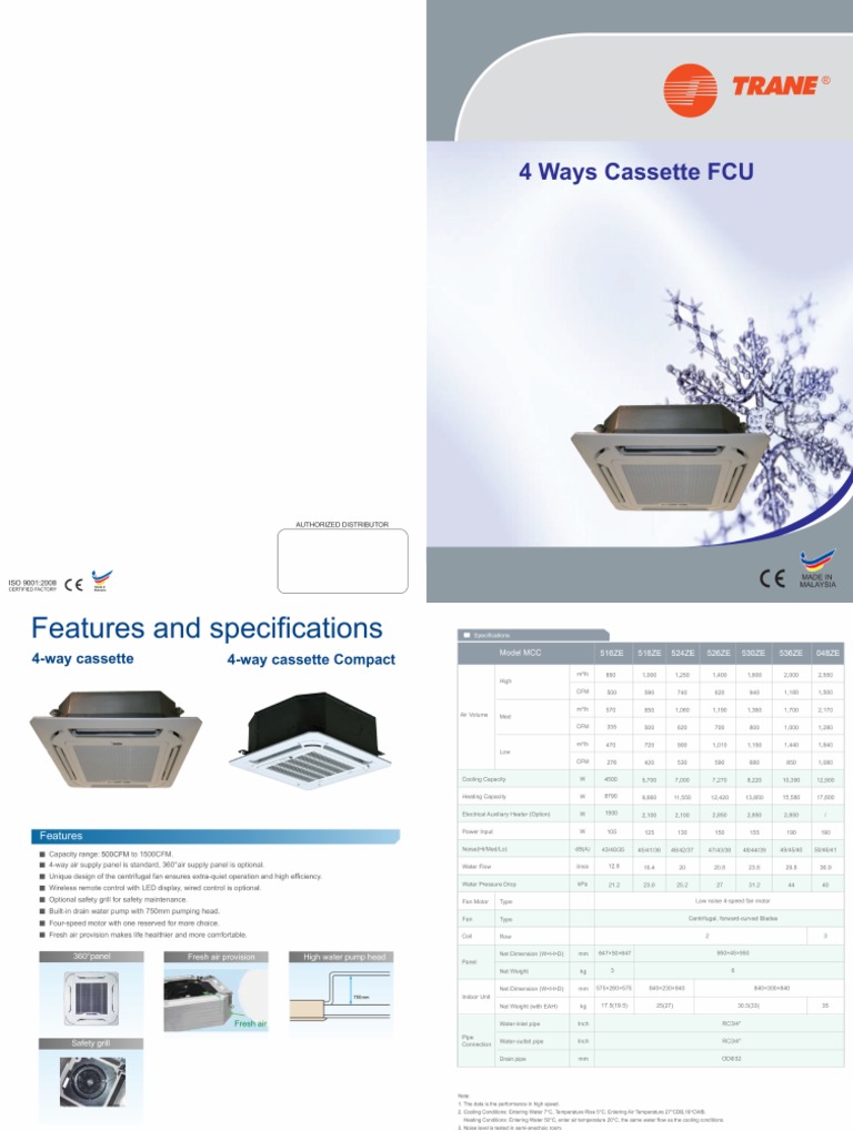 FCU Cassette Trane | PDF