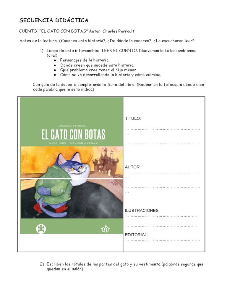 Secuencia Didáctica: El Gato con Botas | PDF