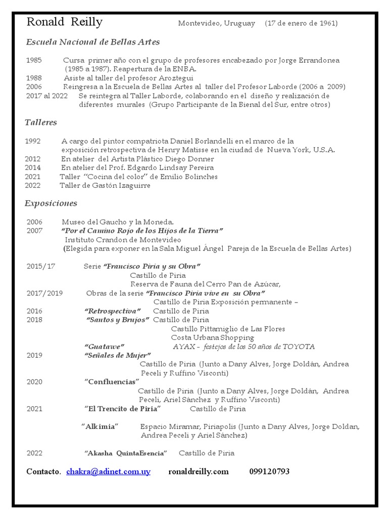 Biografia Ronald Reilly | PDF | Museología | Las artes