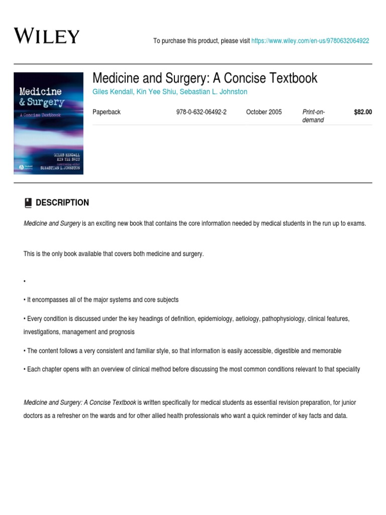 Medicine and Surgery: A Concise Textbook: Description | PDF | Medicine ...