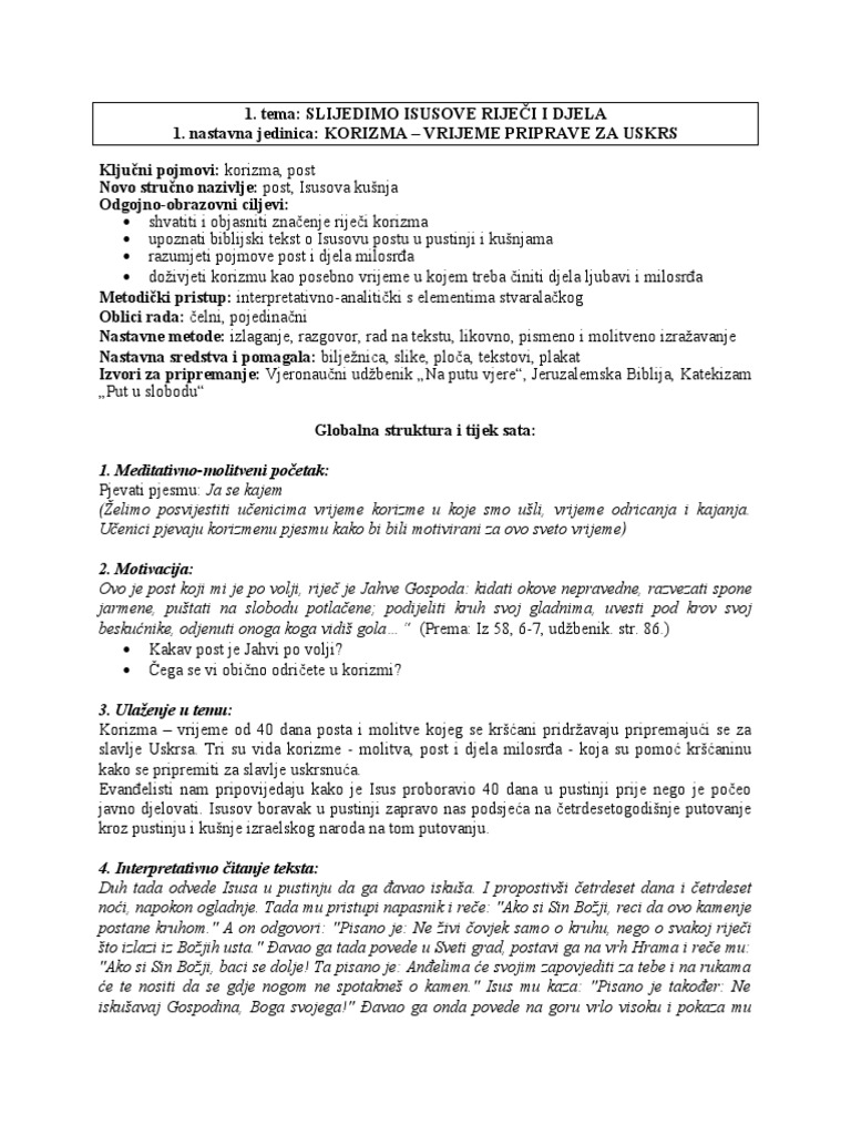 Korizma-Vrijeme Priprave Za Uskrs | PDF