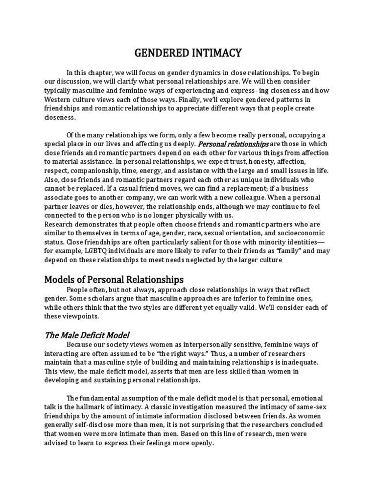 Gender Intimacy PDF | PDF | Friendship | Lesbian