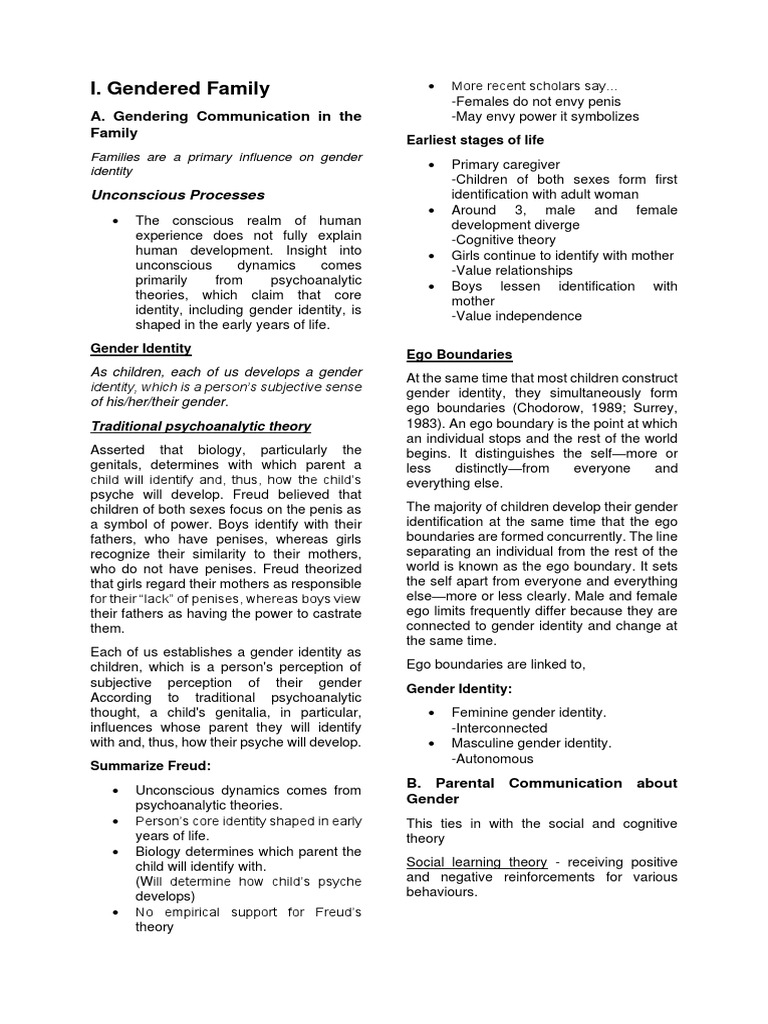 Group 2 - Gendered Family and Gendered Education (Notes) PDF | PDF ...