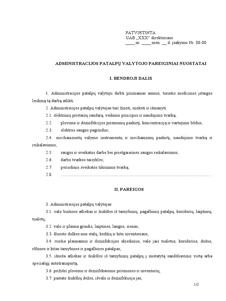 1.01-02 - Administracijos Patalpu Valytojo | PDF