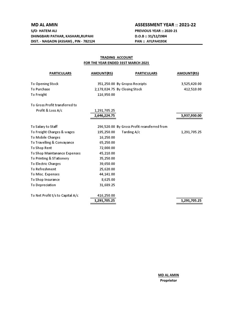 MD Al Amin ASSESSMENT YEAR:: 2021-22 | PDF | Expense | Tax Refund