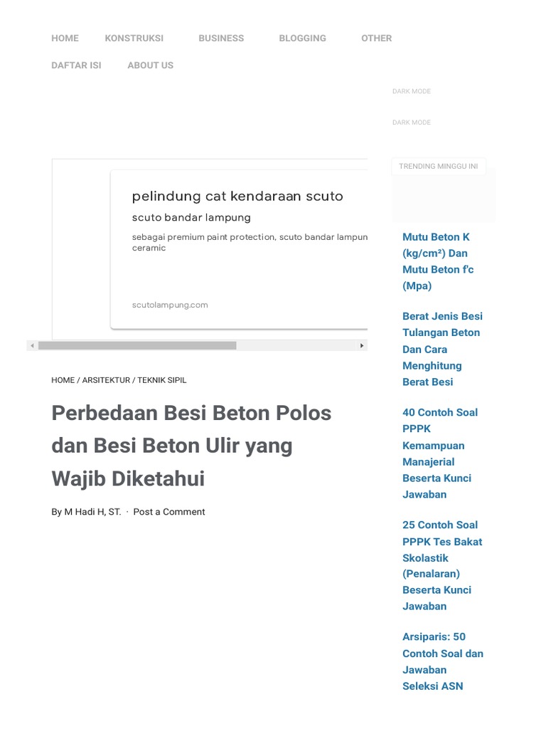Perbedaan Besi Beton Polos dan Besi Beton Ulir yang Wajib Diketahui - Ilmu Beton | PDF